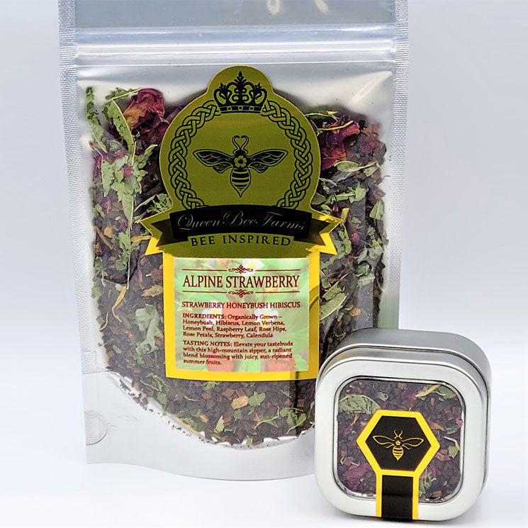ALPINE STRAWBERRY Honeybush Strawberry Hibiscus Herbal Tea – Queen Bee ...